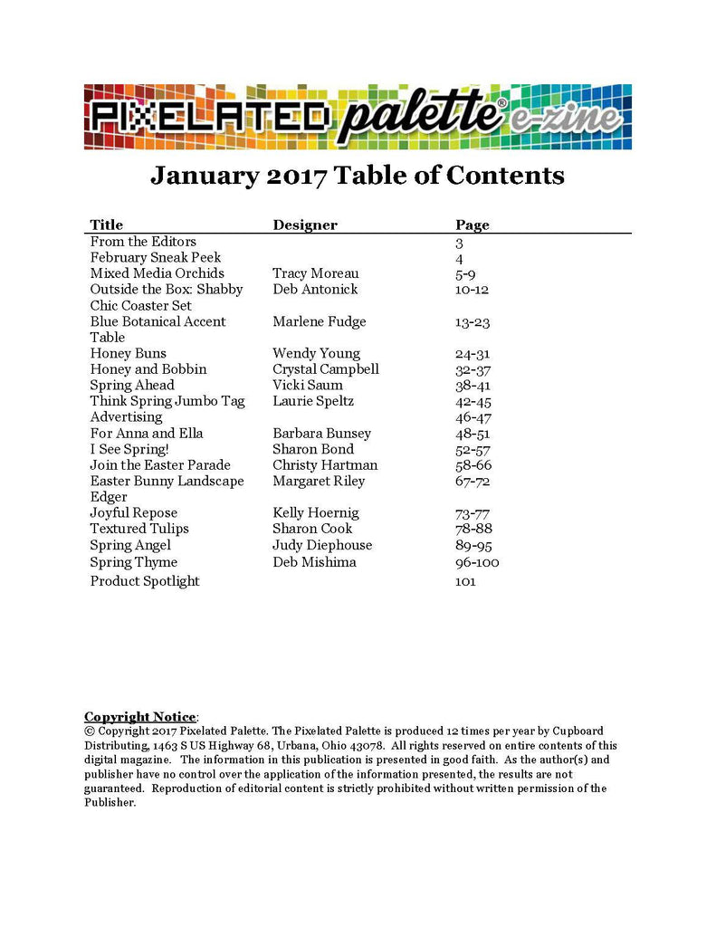 Pixelated Palette - January 2017 Issue Download | Cupboard Distributing
